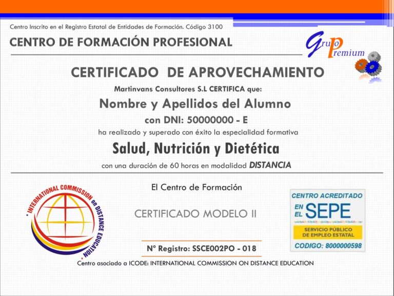 Modelos de Certificado - Grupo Premium Formación